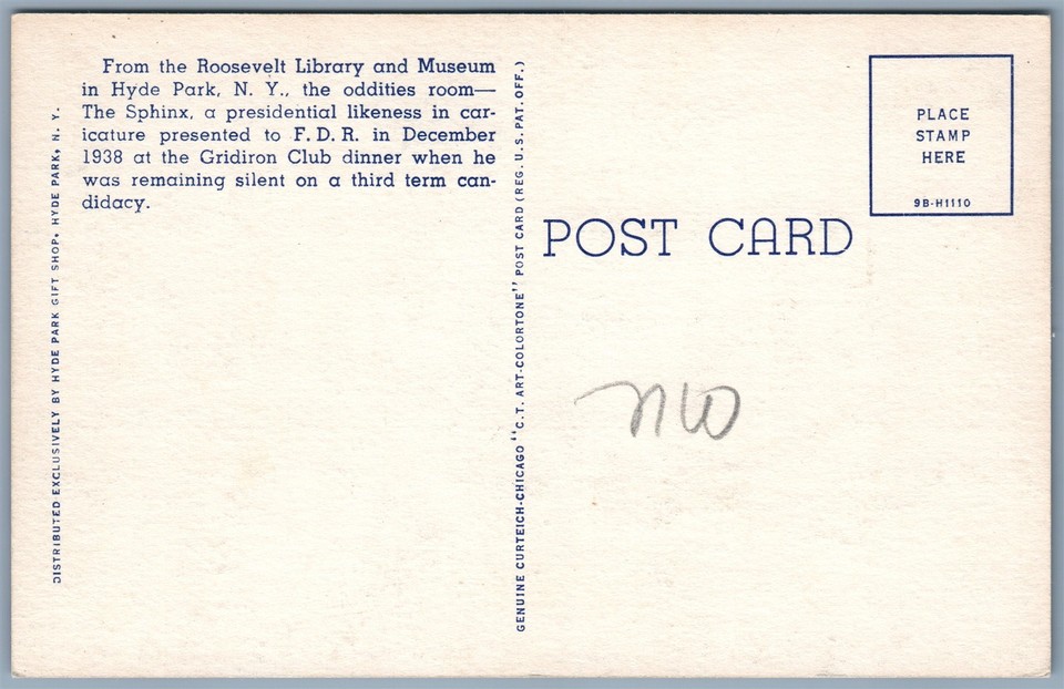 NEW YORK NY SPHINX in ROOSEVELT HYDE PARK MUSEUM VINTAGE POSTCARD | eBay
