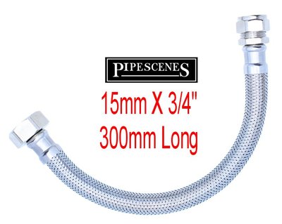 15mm x 3/4" Bath Flexible Tap Tail Connector 300mm Long 30cm for Bath ...