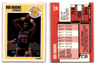 1989-90 Fleer Basketball #54 Rod Higgins - Golden State Warriors | eBay