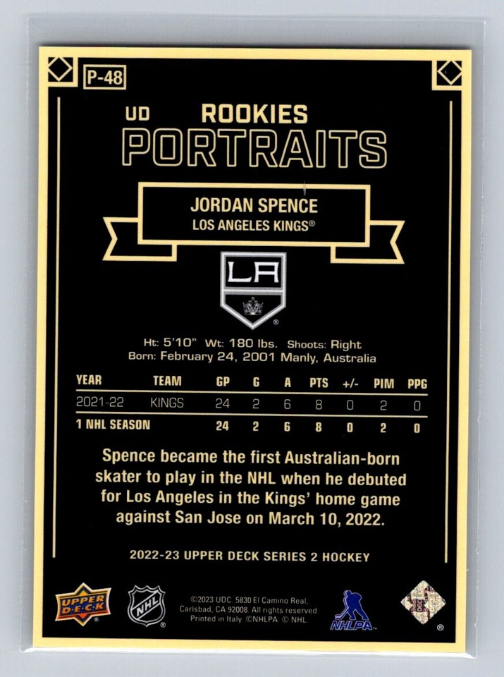 2022-23 Upper Deck #P-48 Jordan Spence Los Angeles Kings | eBay