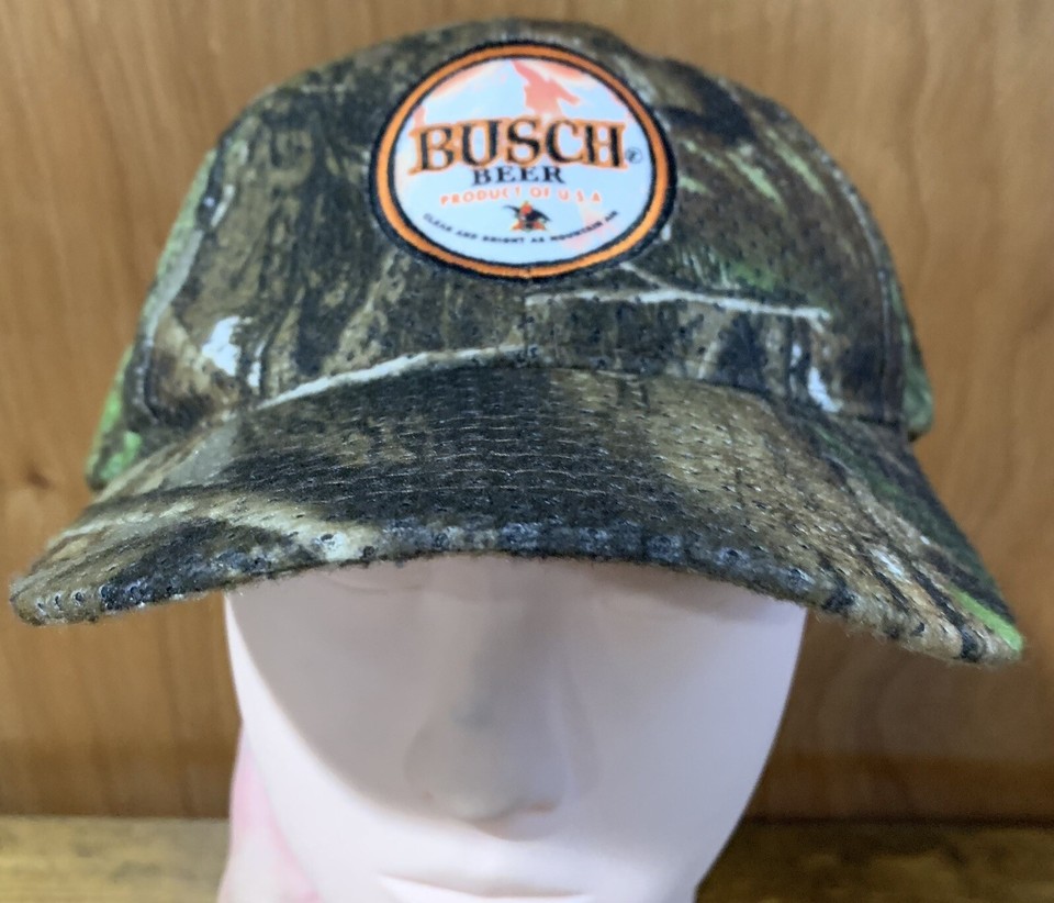 BUSCH Beer Hat Camo Mesh Baseball Cap Hat Flexstrap Adjustable | eBay