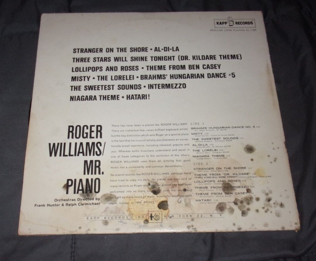 Roger Williams Mr Piano by Kapp Records 33rpm VINYL LP RECORD | eBay