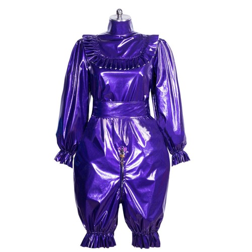 Sissy Maid girl Lockable PVC Romper Cosplay Costume jumpsuit Tailored ...