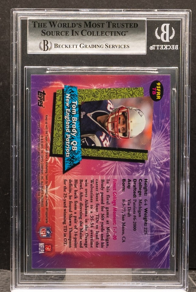 8069 Tom Brady 2015 Topps Finest Gold Refractor 1995 Design 47/199 BGS ...