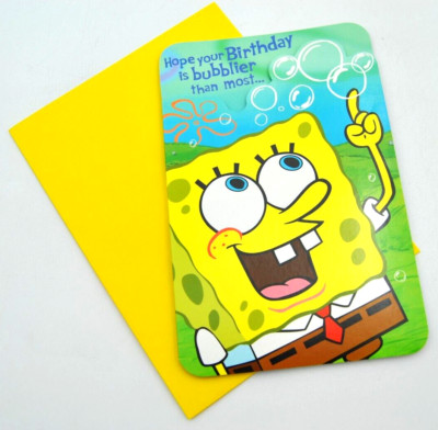VINTAGE AGC 2001 Nickelodeon SPONGEBOB SQUAREPANTS Birthday Card W ...