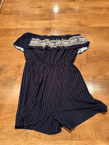 Woman’s Derek heart romper pinstriped | eBay
