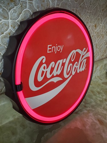 Neon Coca Cola Bottle Cap Sign 12×12 RED ~ Uses 4 AA batteries ...