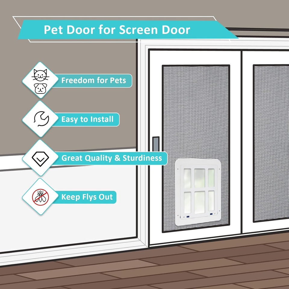 Dog Screen Door, inside Door Flap 11X13 Inch Lockable Pet Screen Door ...
