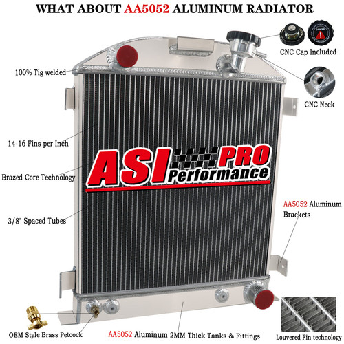 4-Row Aluminum Radiator fit 1930 1931 Ford Model A 3" CHOPPED CHEVY V8 ...