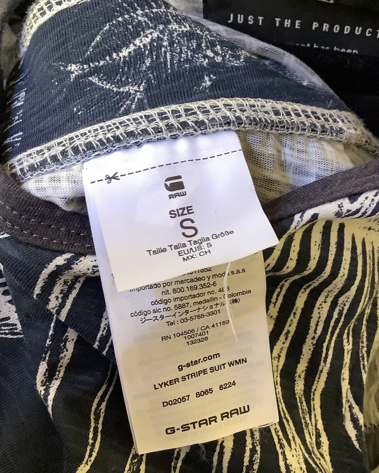 G-Star Blue White Jumpsuit Cotton Blend Lyker Stripe Suit S 10 Leaf ...