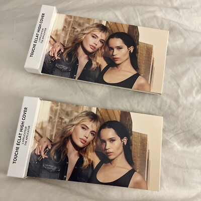 2x! YSL TOUCHE ECLAT HIGH COVER CONCEALER 4 SHADES SAMPLE CARD & BRUSH ...