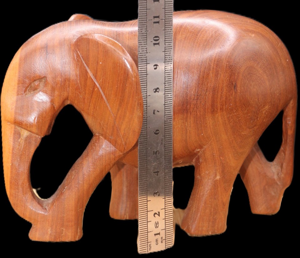 Vintage Hand Carved Wooden Elephant Figurine | eBay UK