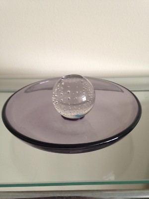 Erickson Glass Works Purple Glass Clear Bubble Paperweight Bowl Ashtray ...