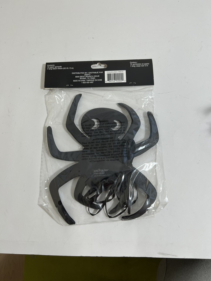 HALLOWEEN Creatology Cardstock Garland Decor Large Black Spider NEW ...