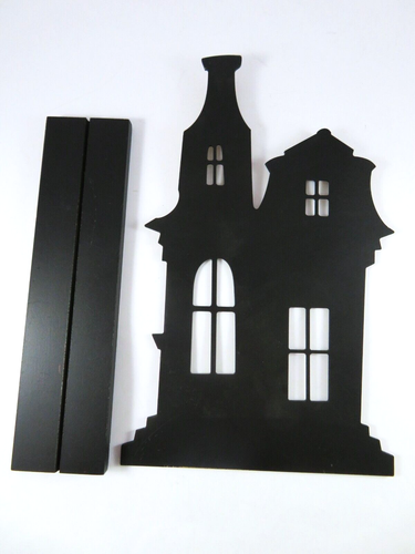 Stand-Up Black Haunted Mansion House Chalkboard Write-On Pressboard ...