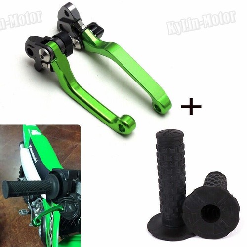 Pivot Brake Clutch Levers+Black Hand Grip for Kawasaki KX65 KX85 KX125 ...
