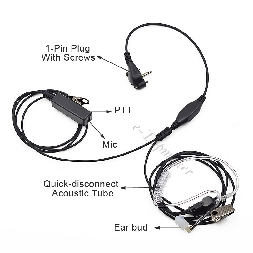 FBI Earpiece Headset Mic for Vertex Standard VX-354 VX-454 VX-459 ...