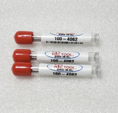 Lot of 3 - HTC TOOL Carbide Endmill 100-4062 1/16 x 1/8 x 1/8 x 1-1/2 ...