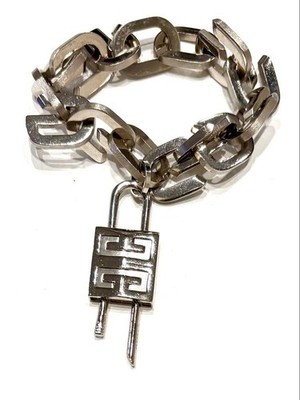 Givenchy G-Link Padlock Bracelet G Link Silver 21cm Chain Logo Vintage ...