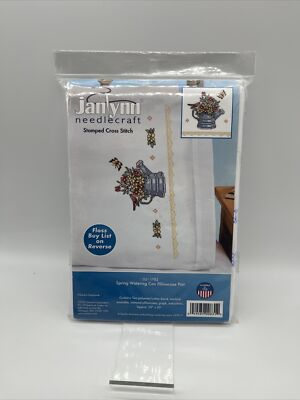 Janlynn Stamped Cross Stitch 021-1782 Spring Watering Can Pillowcase ...