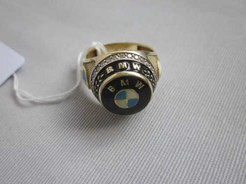 BMW Ring Gold massiv 585 7,6g Große 20,5mm, 8mm Diameter des schw ...