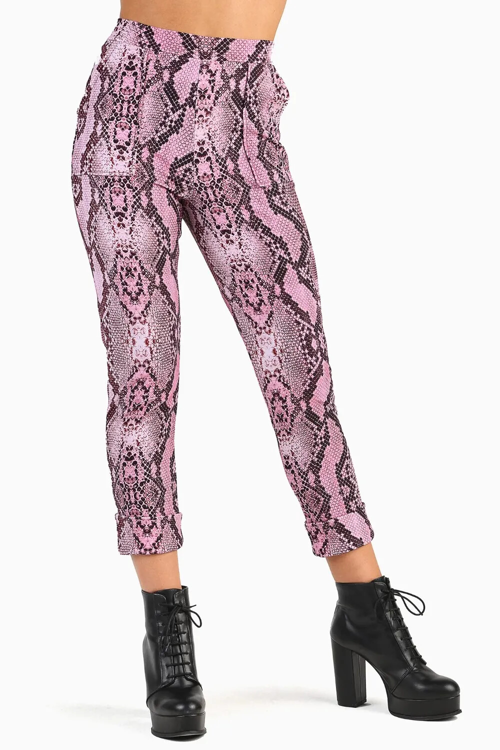 BlackMilk Pink Serpent Cuffed Pants Snake Skin Reptil… - Gem