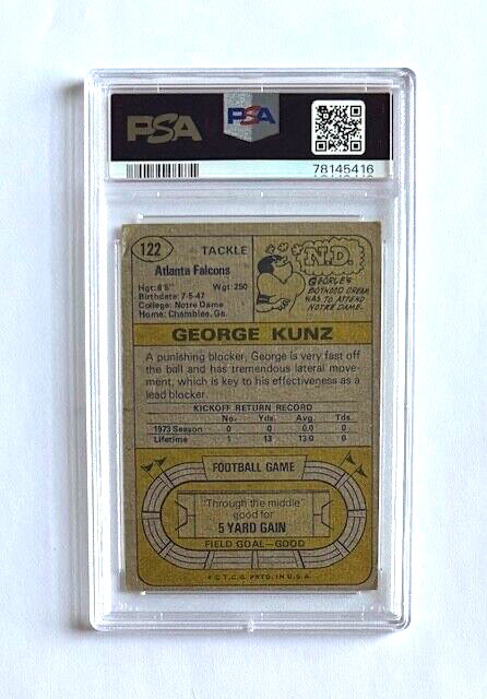 1974 Topps George Kunz All Pro #122 PSA 3VG | eBay