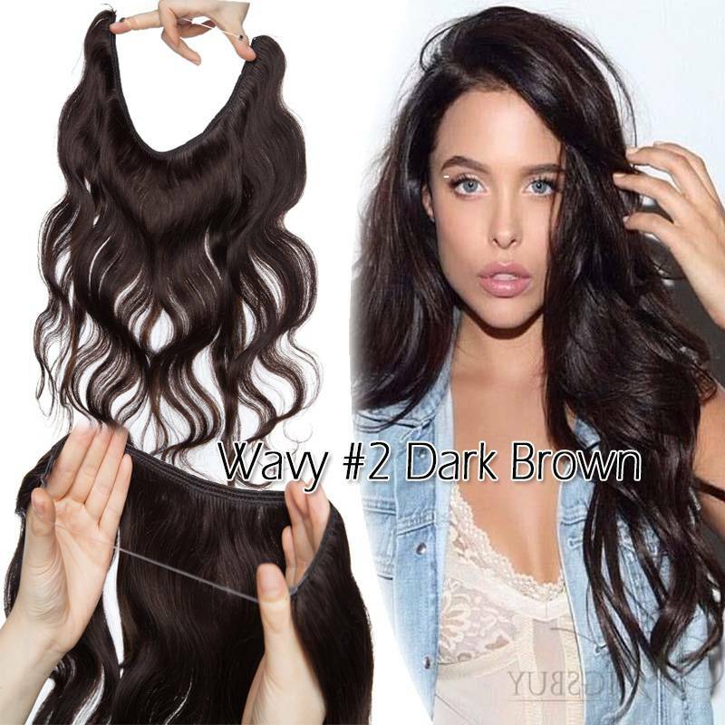 Secret Wire In 100% REAL Human Hair Extensions Hidden 120G Wrap On Band ...