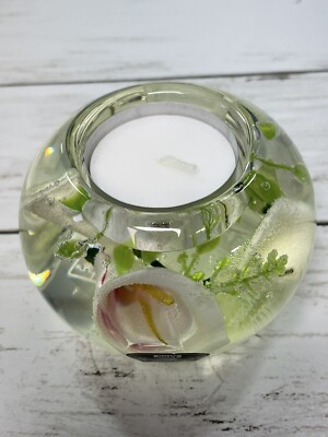 Gilde Dreamlight Glass Tealight Candle Holder Calla Lilly 3.2" Germany ...