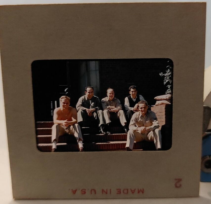 1950s Kodachrome Red Border Slide Men US Army Uniforms Sitting on ...