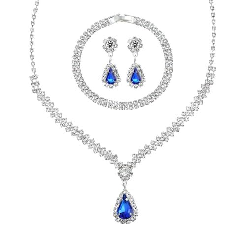 Silver Prom Jewelry Sets for Women Elegant Silver Crystal Wedding ...