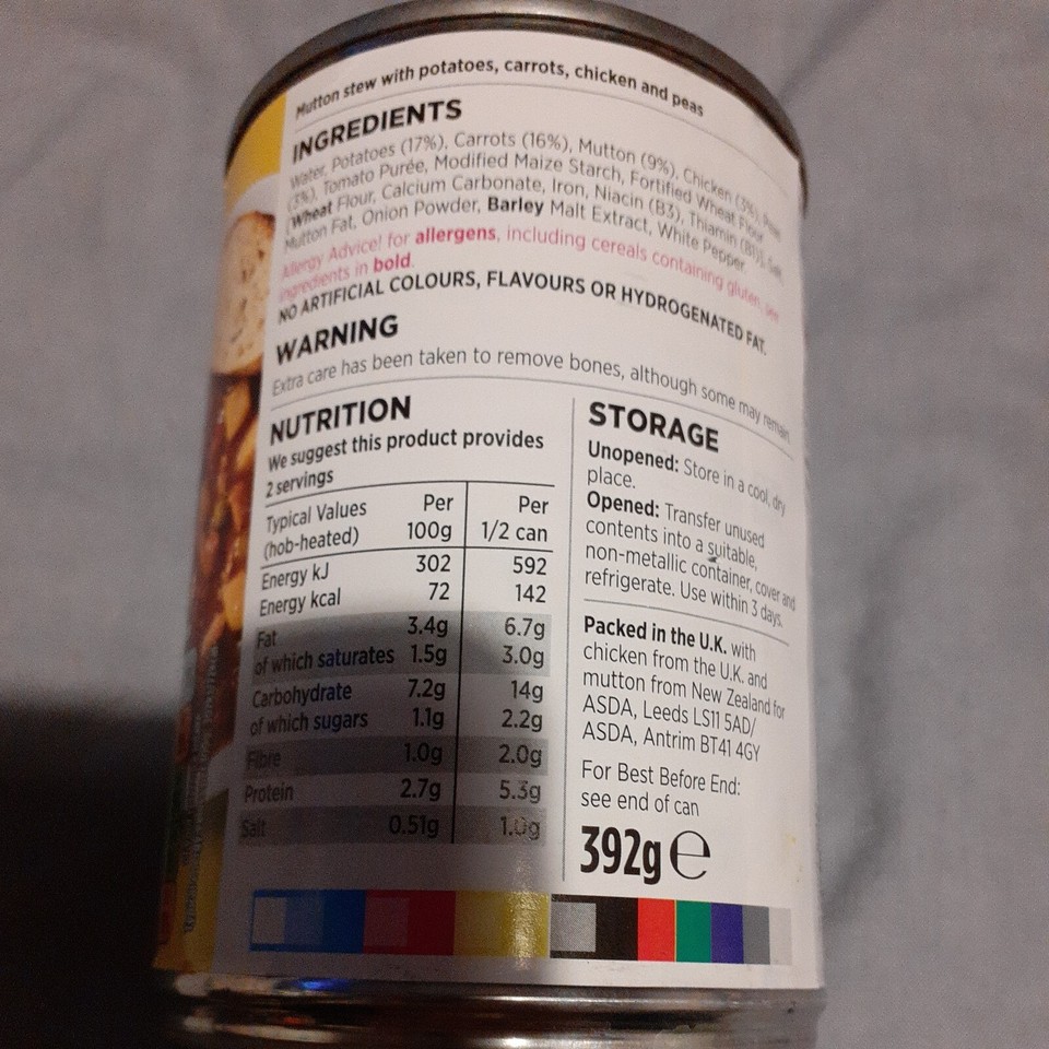 Asda Irish Stew Quick Diner Meal 392g x 3 tins cans=1176g KG. Free P&P ...