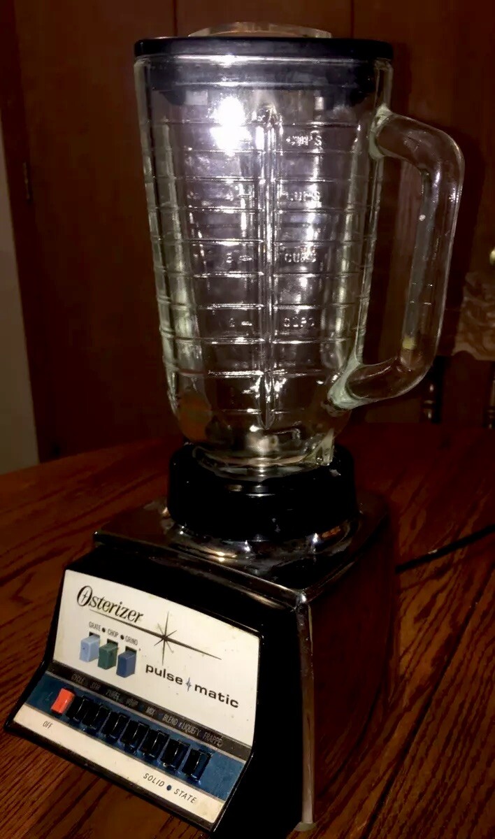 VTG Osterizer PULSE Matic BLENDER Shiny CHROME Black Glass PITCHER ...