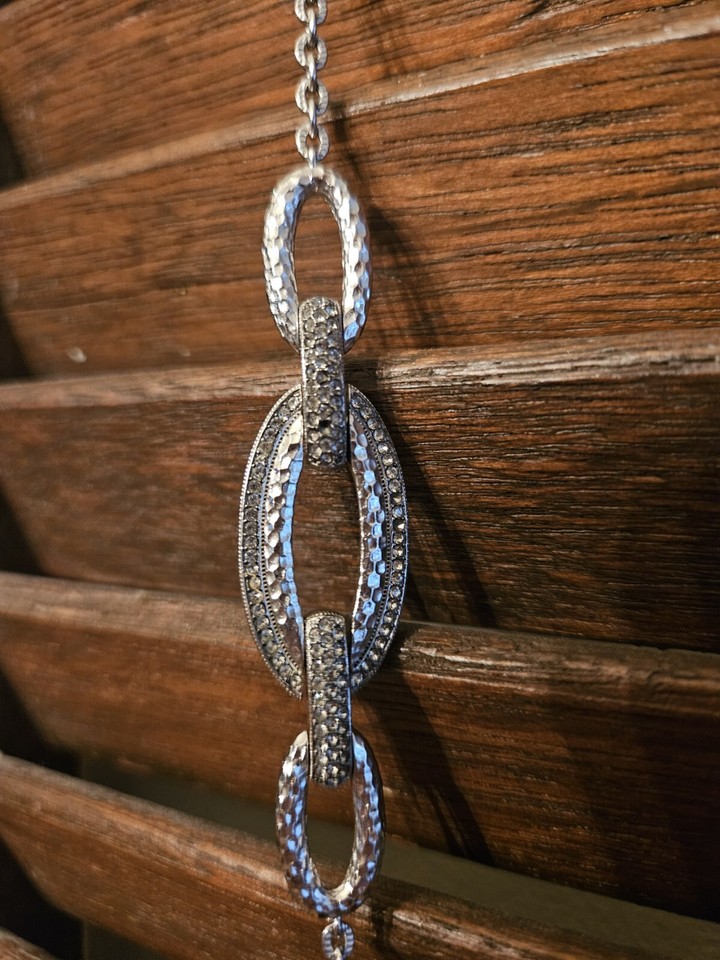 Nadri Pave Cut CZ Link Silver Long Station Chain Necklace Flaws | eBay