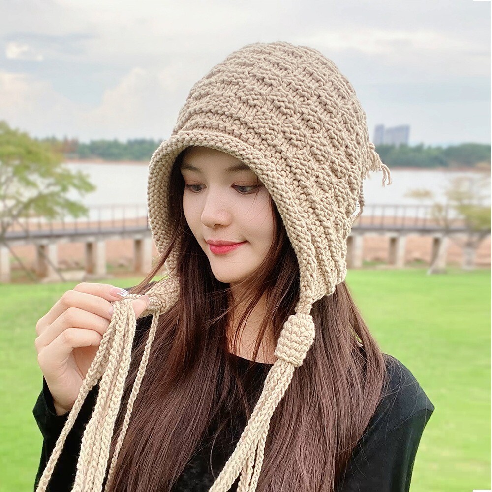 Tassel Knitted Hat Wool Pullover Hat Cute Lei Feng Hat Autumn and ...