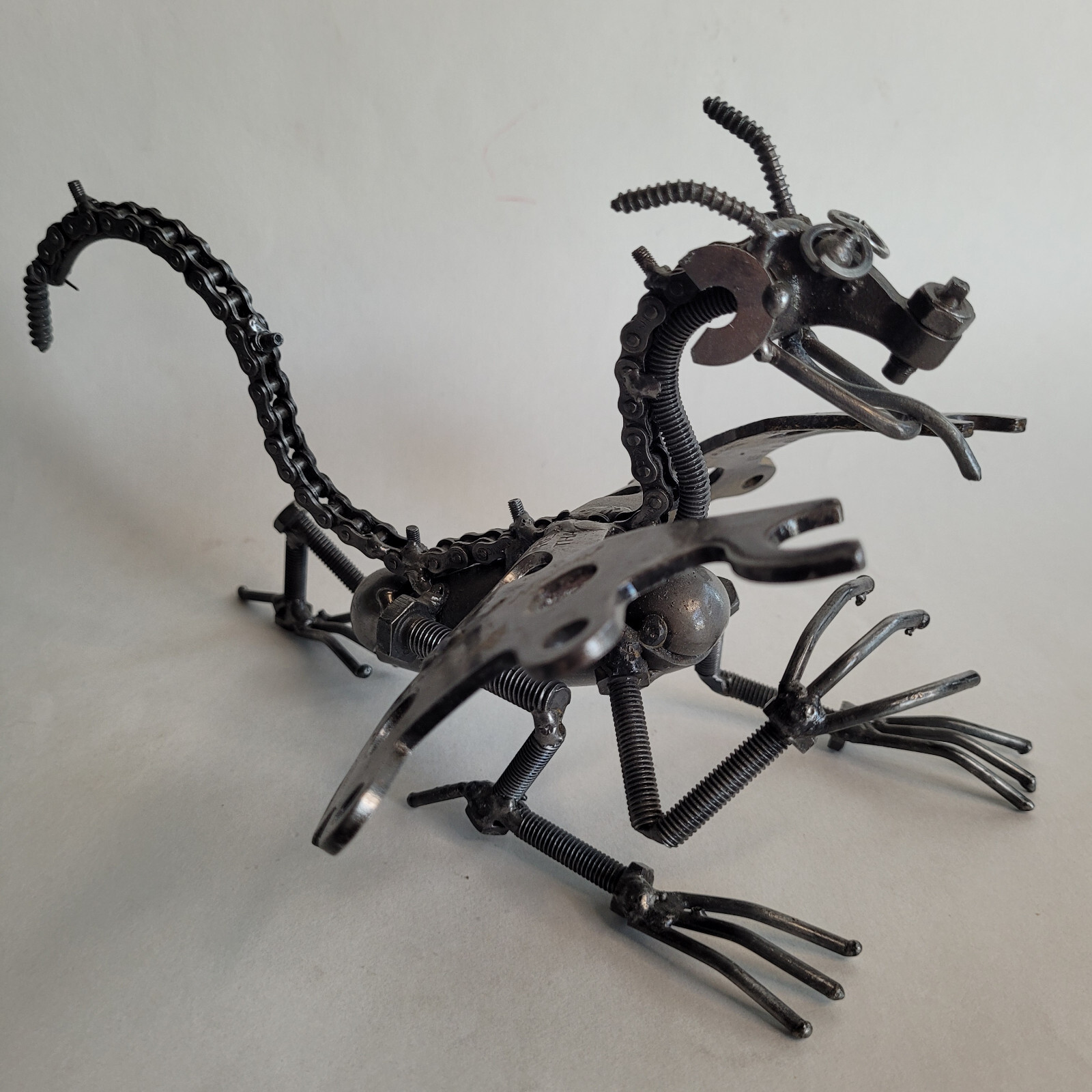 Scrap Metal DRAGON Sculpture Steel Nuts Bolts Chain Welded Art Recycled ...
