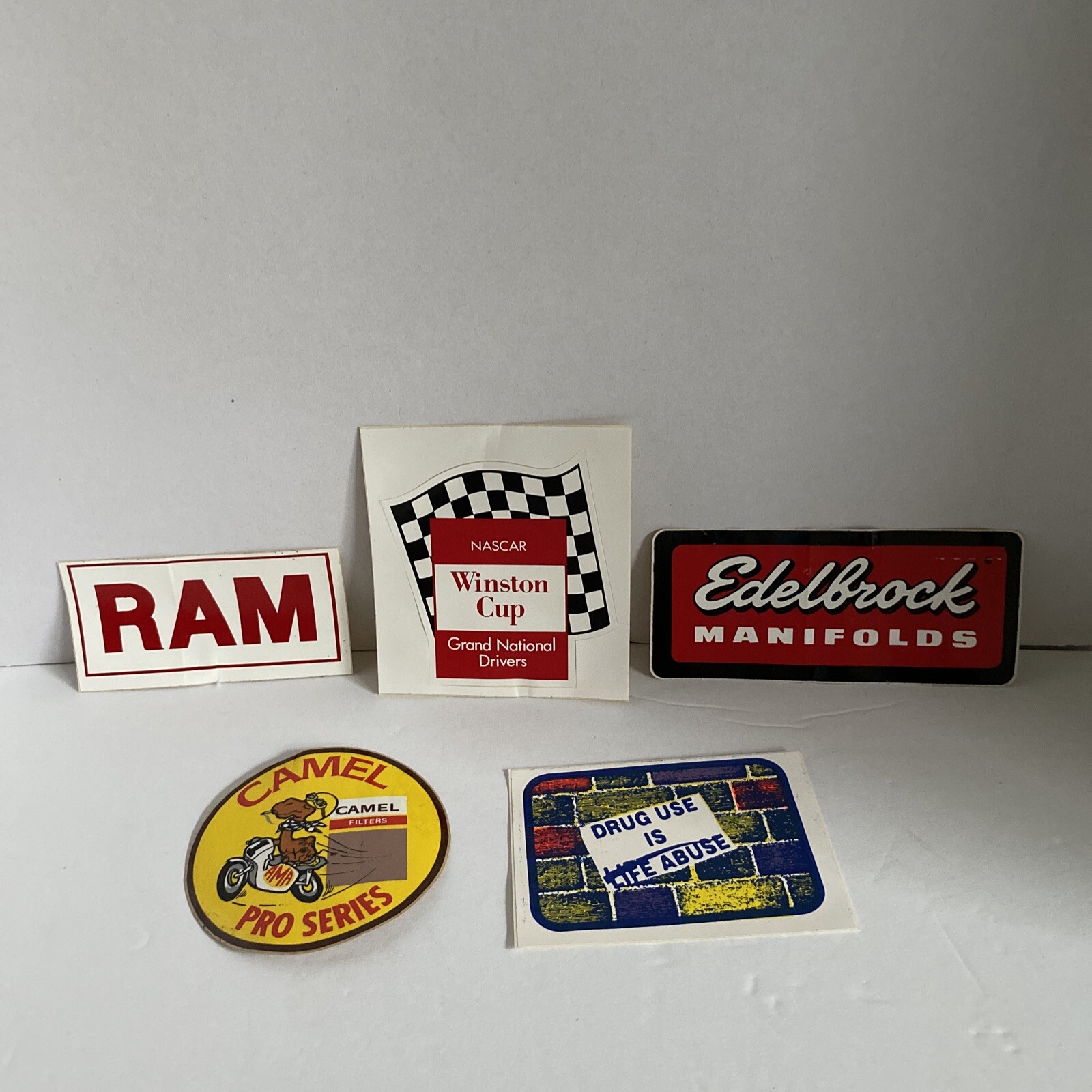 VINTAGE MIX LOT OF RACING DECAL STICKERS Edelbrock - Ram- Winston ...