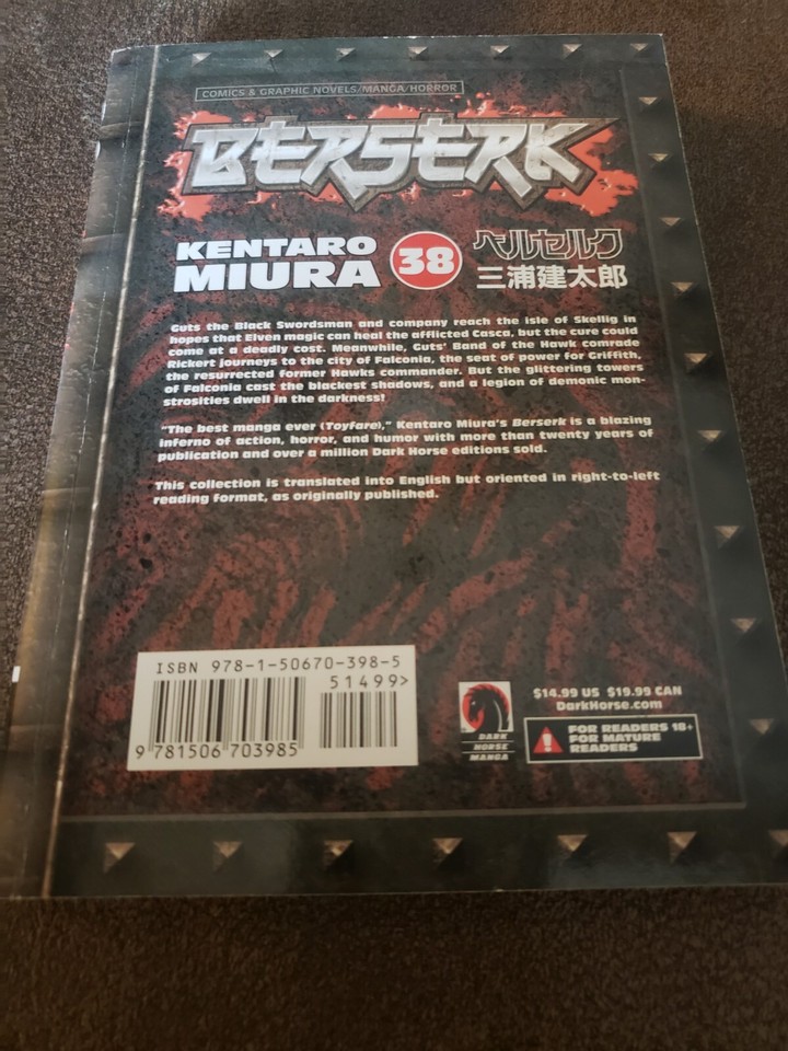 Berserk Manga Comic Tankobon Volume 38 Book Lot | eBay