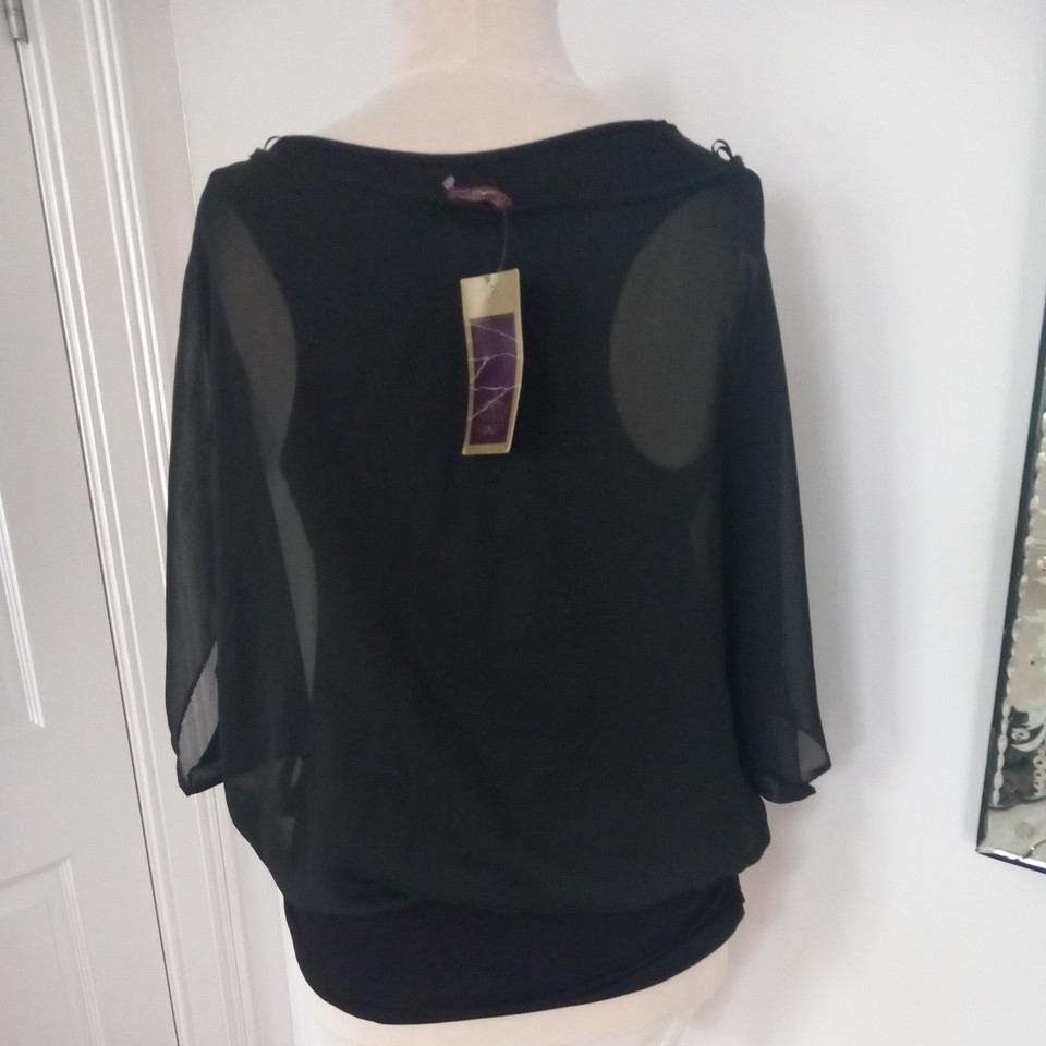 EVENING TOP SIZE 12/14/ BLACK CHIFFON/ PARTY SEASON/ NEW! | eBay UK