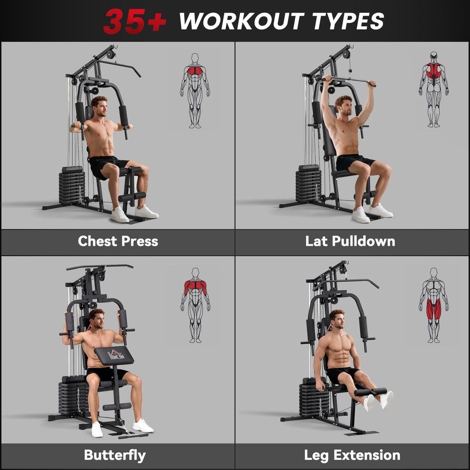 Multifunction Home Gym Machine, With 45kg Weight Stacks, For Strength ...