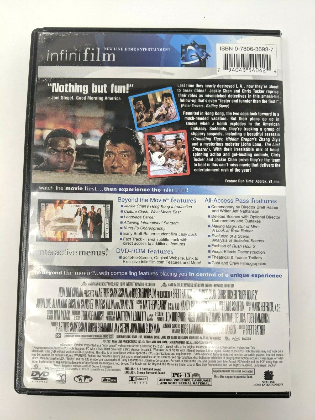 Rush Hour 2 (DVD, 2001, Widescreen, Infinifilm) Jackie Chan Chris ...