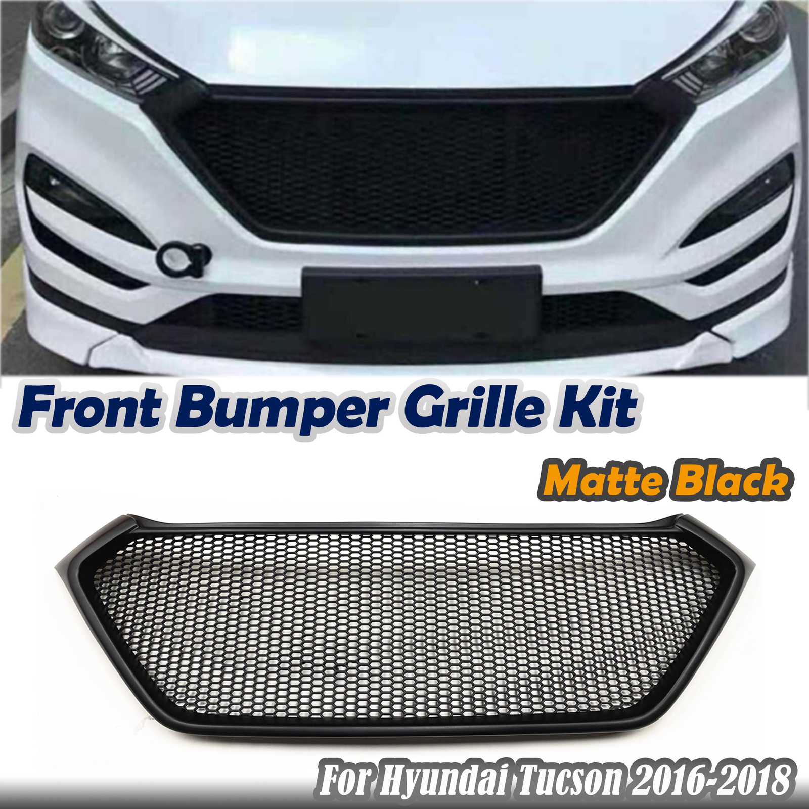 Car Front Bumper Grill Grille Cover Kit For Hyundai Tucson 2016 2017 ...