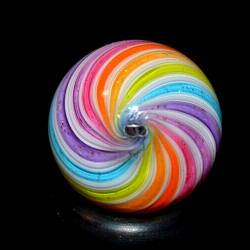HOT HOUSE GLASS MARBLE/.683"-PASTEL DICHROIC RAINBOW STRIPE #642 ...