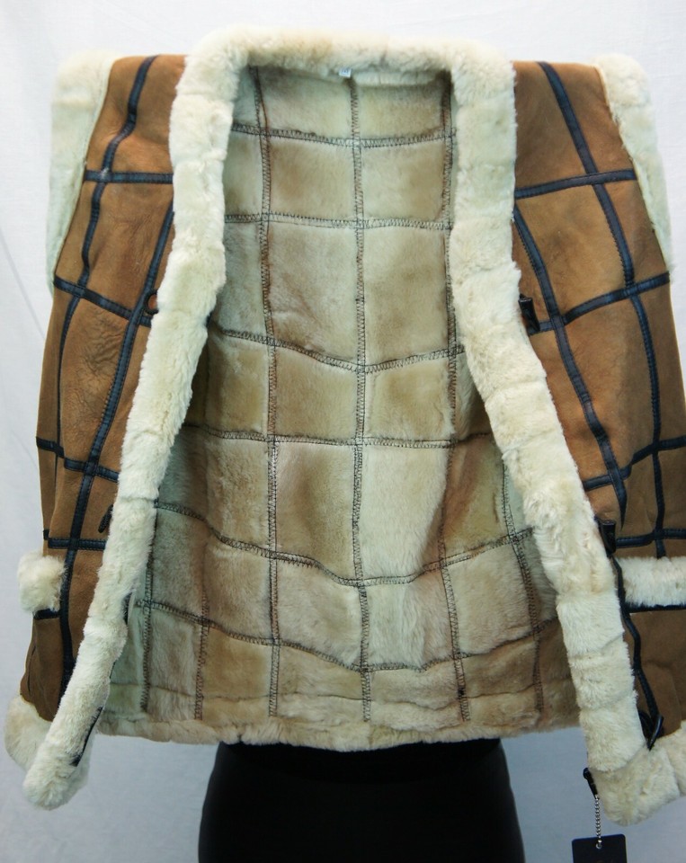 UNISEX 100% REAL SHEEPSKIN SHEARLING LEATHER Fur Vest Jacket Men Women ...