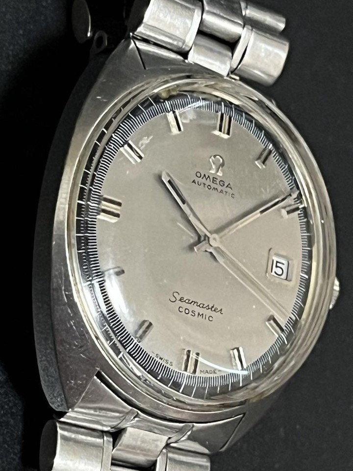 OMEGA Seamaster Cosmic Automatic Watch Silver Dial Date Display Model ...
