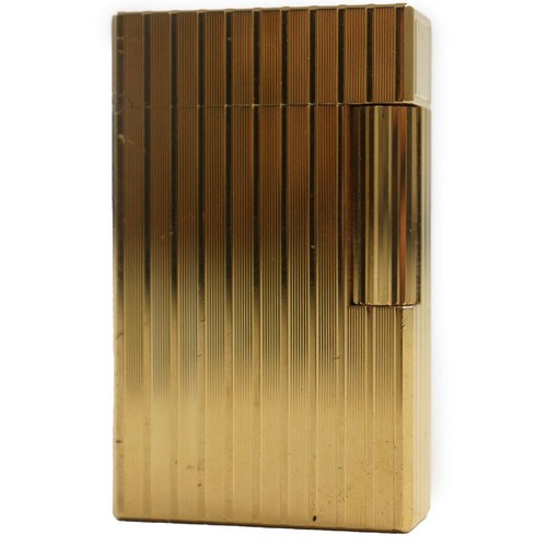 Dupont Line 1 long striped roller gas lighter gold France Ignition OK ...