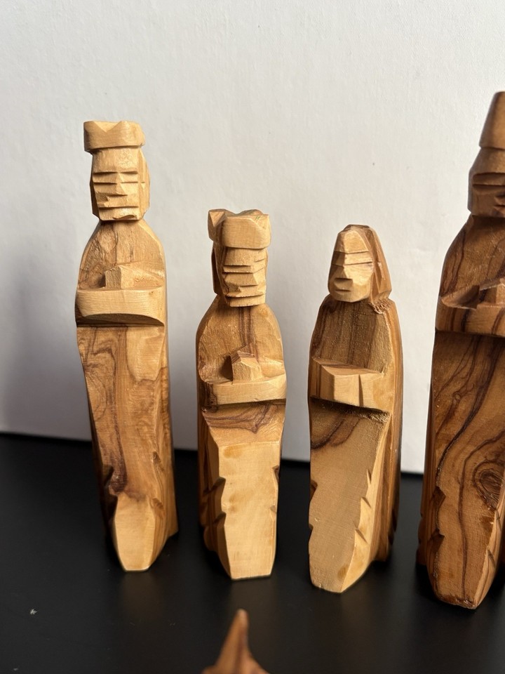 12 Pc Hand Carved Olive Wood Nativity Set Includes Animals *Missing ...