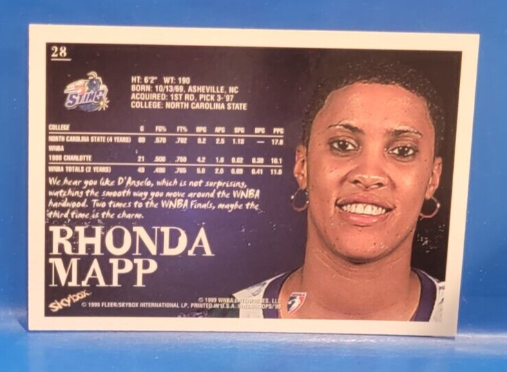 Rhonda Mapp Charlotte Sting 1998‑99 Fleer SkyBox WNBA #28 Basketball ...
