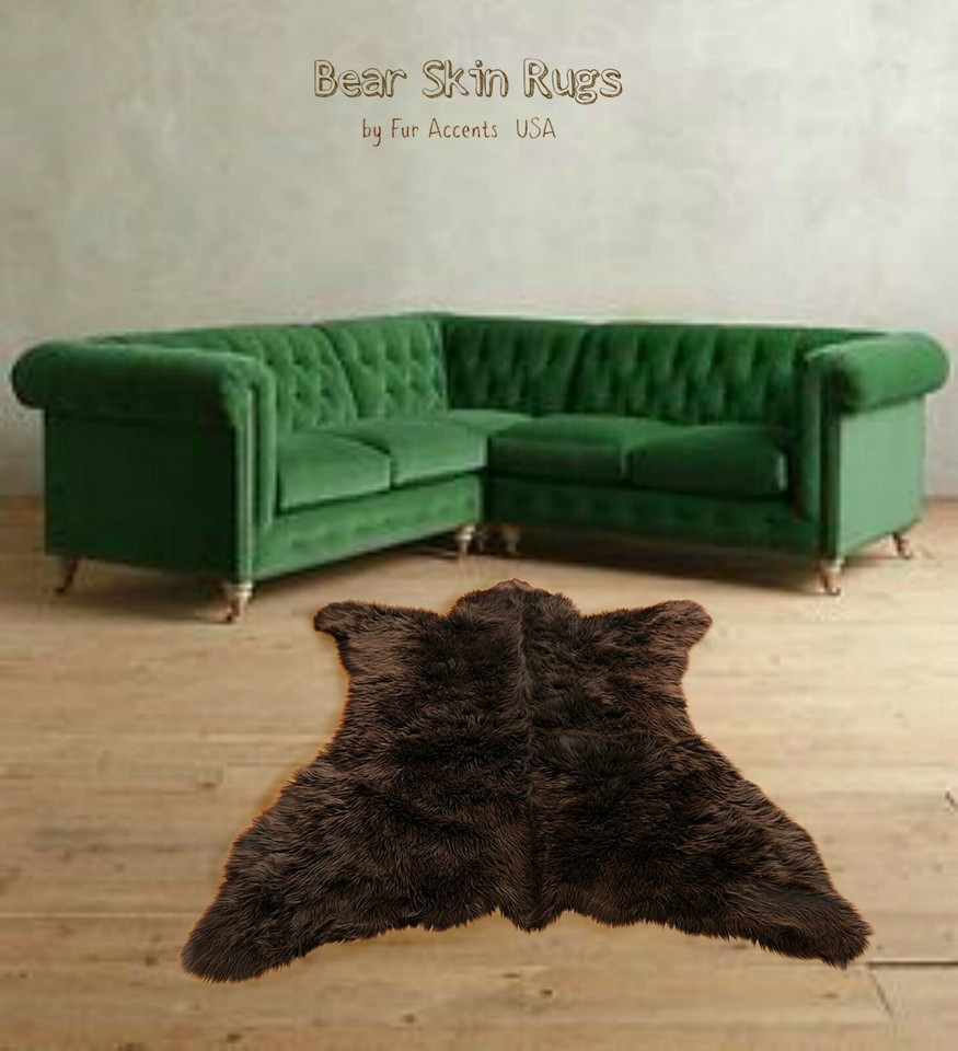 Brown Bear Skin Rug - Plush Shag Faux Fur - Bonded Suede Lining - Made ...