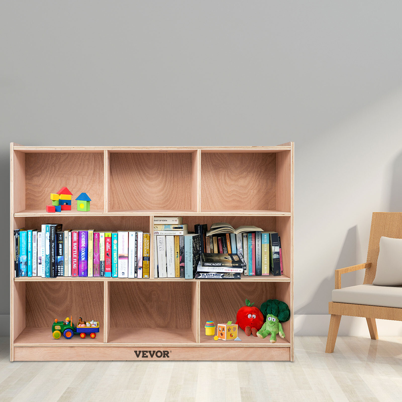 VEVOR Classroom Storage Cabinet Preschool Storage Shelves Wooden 8-Grid ...